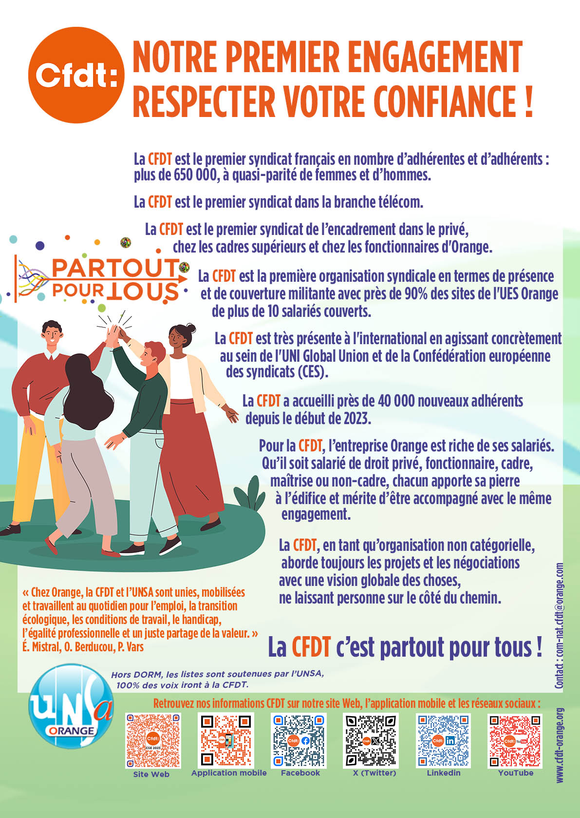 Profession de foi : Élections CSE Orange 2023 – CFDT Orange
